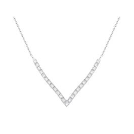 1.00ct Four Claw Round Diamond V Shape Chain Necklace - Shining Diamonds